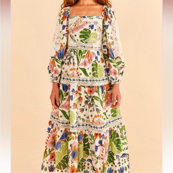 FARM Rio | Dresses | Nwt Farm Rio Summer Garden Midi Dress Medium ...